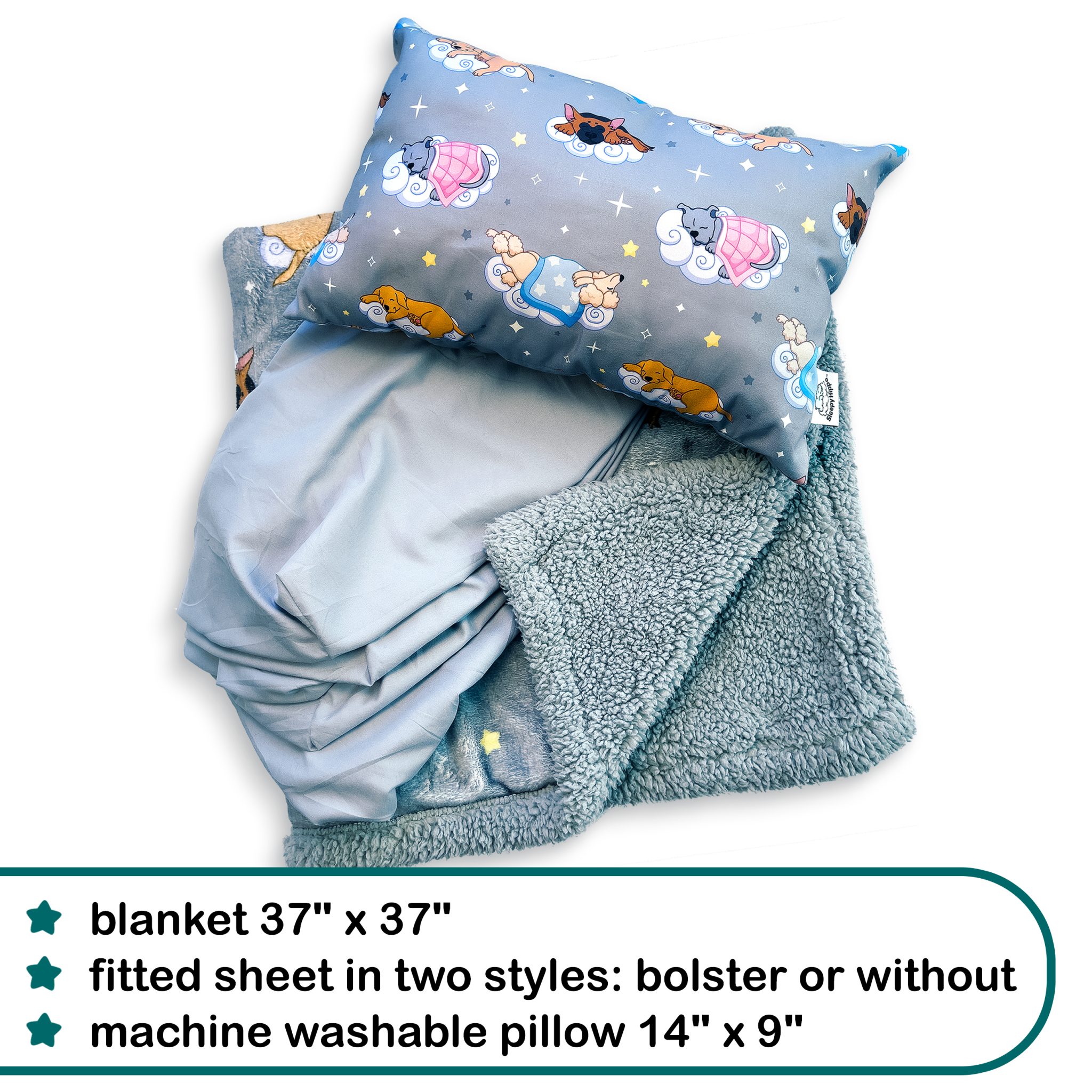 Bedside Pet Bed Bundle - Sleepy Hippo